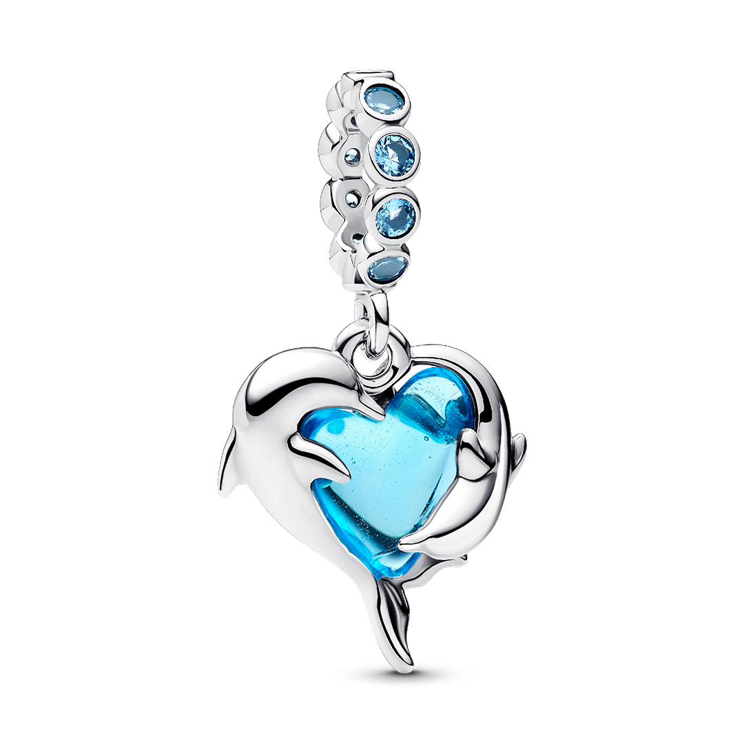 pandora blue murano glass dolphins dangle charm