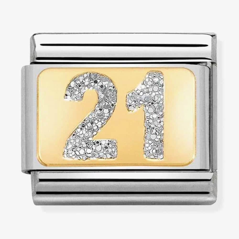 nomination classic gold glitter number 21 charm