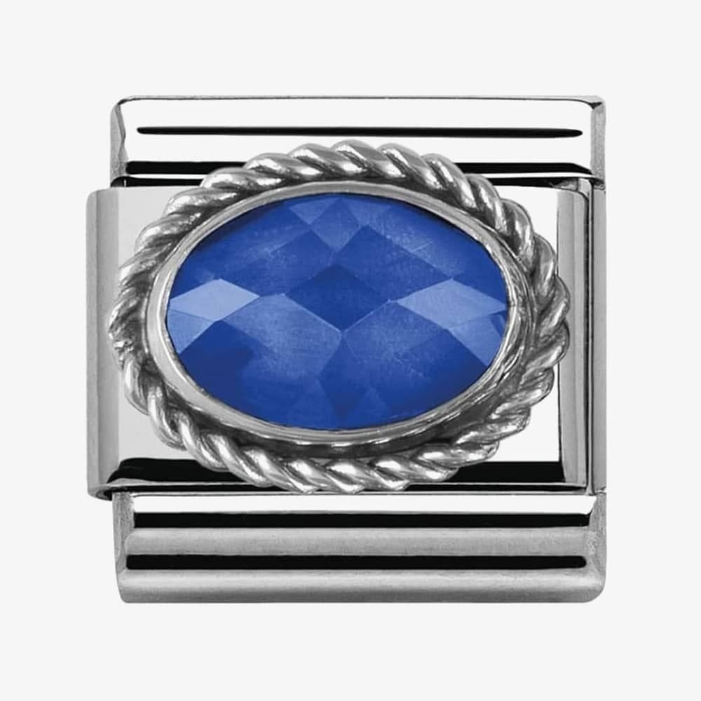 Composable Classic FACETED BLUE CZ in stainless steel with sterling si ...