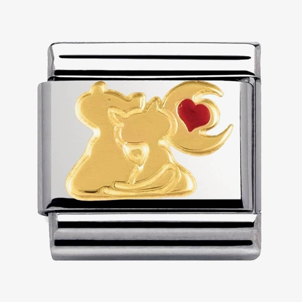 nomination composable classic link cats with heart & moon in stainless ...