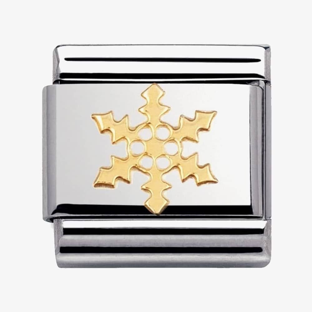 Composable classic SNOWFLAKE link in steel and 18CT gold – Adams Jewellers