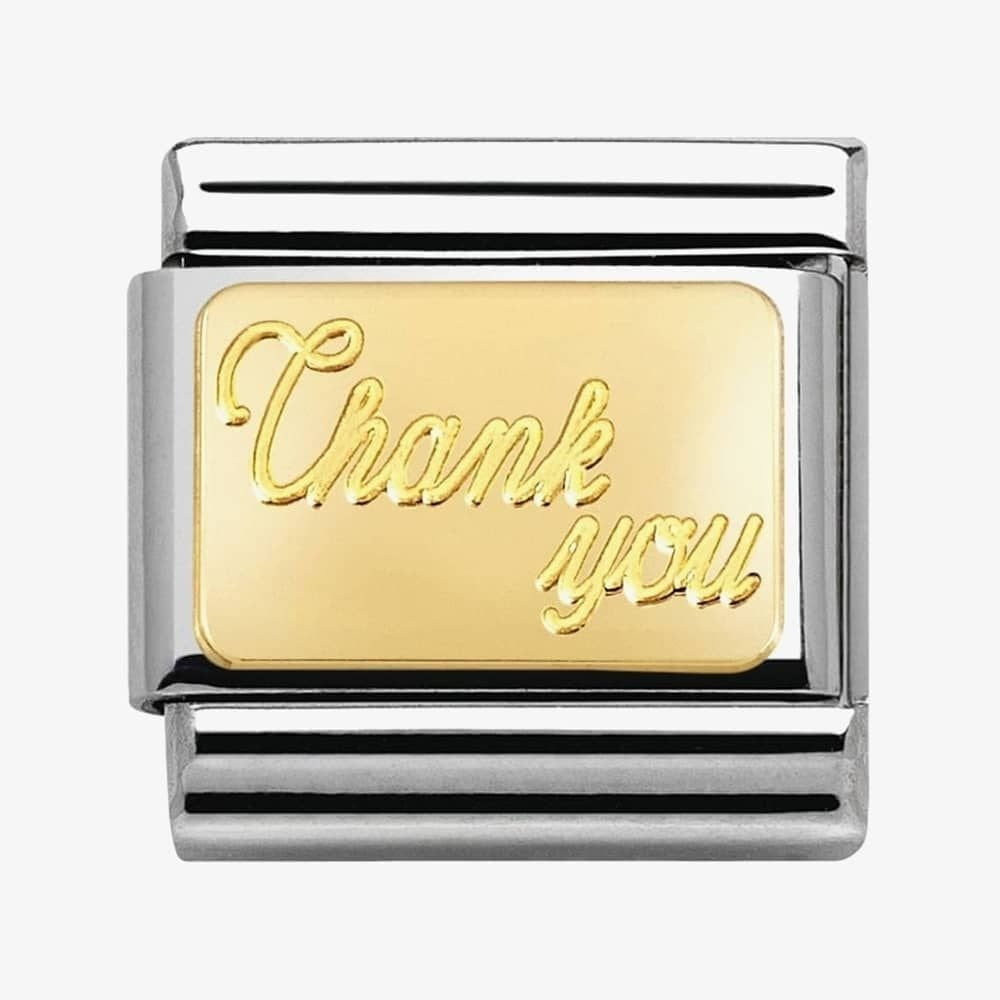 Composable classic THANK YOU link in steel and 18kt gold Link – Adams ...