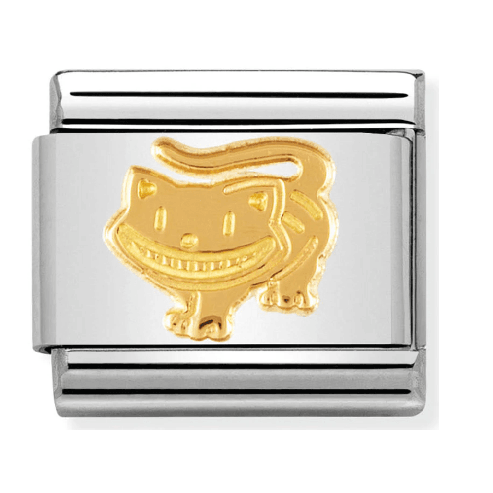 Nomination Charm Stainless Steel & 18ct Gold Cheshire Cat – Adams Jewellers