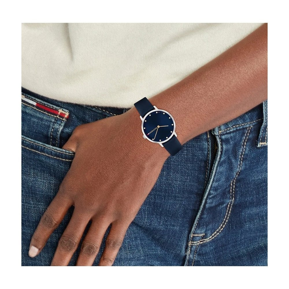 tommy hilfilger tommy hilfiger ladies pippa, navy dial leather watch